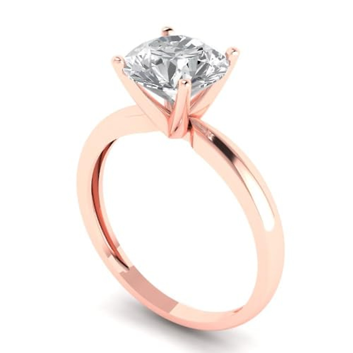 Clara Pucci 2.0 ct Round Cut Solitaire Moissanite Engagement Wedding Bridal Promise Anniversary Ring in 18K Rose Gold Size 8.75