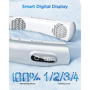 JMOSTRG Portable Neck Fan - 4 Turbines Neck Fan Rechargeable 7000mAh, Cooling Neck Fan with Necksupport, Bladeless Personal Fan with LED Display, Quiet 360° Airflow for Hot Flashes, Travel