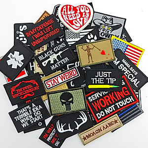 Gleihow 12 Pieces Random Funny Tactical Morale Patch Full Embroidery Military Loop and Hook Patches for Caps Backpacks Vest Harness Military Uniforms