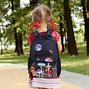 Lopevctor Mushroom Backpack Set for Girls Women, Mushroom Backpack with Lunch Bag and Keychain, Mushroom Gifts Daypack Bookbag for School