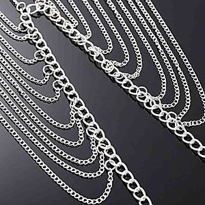 Tgirls Layered Punk Shoulder Chain Sexy Tassel Body Jewelry for Women and Girls (Silver)
