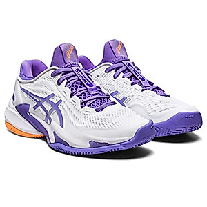 ASICS Women's Court FlyteFoam 3 Clay Tennis Shoes, 7.5, White/Amethyst