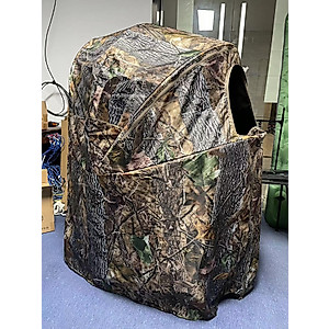WTVIDAS Hunting Blinds Ground with Chair, Camouflage Hunting Blind with See Through Window, 1-Person Pop Up Ground Blind, Portable Hunting Chair Tent for Deer Turkey