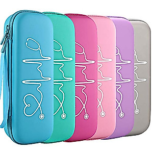 BOVKE Stethoscope Case for 3M Littmann Classic III, Lightweight II S.E, MDF Acoustica Deluxe Stethoscopes - Extra Room for Medical Bandage Scissors EMT Trauma Shear and LED Penlights, Black