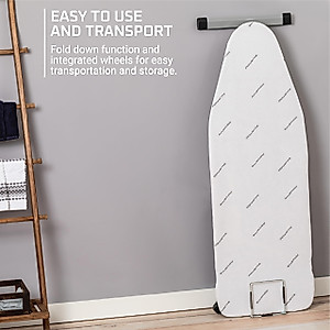 Rowenta Pro Compact Ironing Board with Hanger Rack 18 x 54 Inches Space Saving, Folding, 4 Legs IB9100,Beige