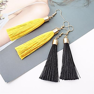 SWEETGRJ 9 Pairs Long Tassel Earrings Set for Women Girls Fashion Handmade Colorful Bohemian Woven Thread Dangle Drop Boho Statement Fringe Earrings Birthday Christmas Valentines Day Gift, Zinc,