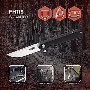 Firebird GANZO FH11S-GB Pocket Folding Knife D2 Steel Blade G10 Anti-Slip Handle with Clip Hunting Fishing Camping Gear Outdoor Folder EDC Pocket Knife (Green)