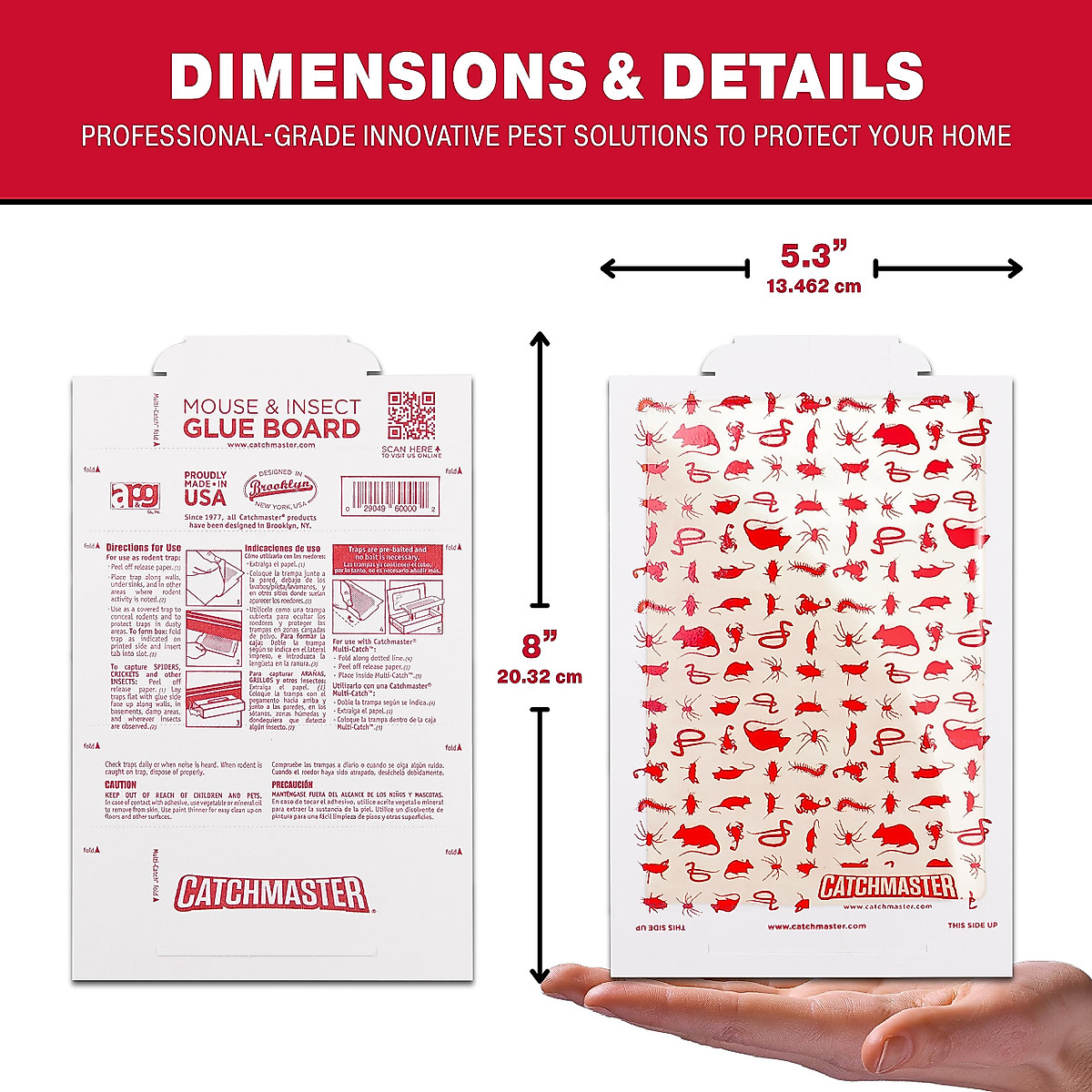 Catchmaster Mouse & Insect Glue Boards 12-Pk, Mouse Traps Indoor for Home, Bulk Glue Traps for Mice and Rats, Adhesive Boards for Inside House, Snake, Lizard, & Spider Trap, Pet Safe Pest Control