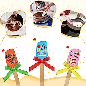 6 Sets Silicone Spatula Teacher Appreciation Gifts Funny Baking Tool with Colorful Ribbon Bows Teacher Appreciation Week Crafts Cute Silicone Spatula with Wooden Handle for Graduation Supplies