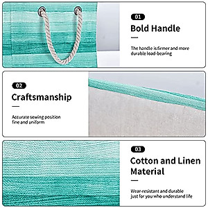 KiuLoam Large Foldable Storage Basket, Teal Turquoise Green Wood Print Decorative Storage Basket Fabric Storage Bin Organizer Bag With Handles For Office,Bedroom,Closet (15.7 X 11.8 X 9.8 Inch)