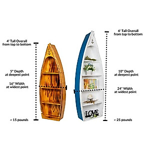 DutchCrafters 4' Coastal Boat Bookcase with Book Shelves, Décor Storage Organization - Amish Made in USA (Bright Blue)