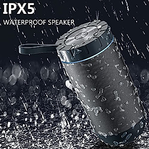 comiso Bluetooth Speakers with IPX5 Waterproof, 24H Playtime, Wireless Stereo Dual Pairing, Portable Speaker with HD Surround Bass Sound for Outdoor, Camping, Beach, Sports, Pool, Shower (Dark Grey)