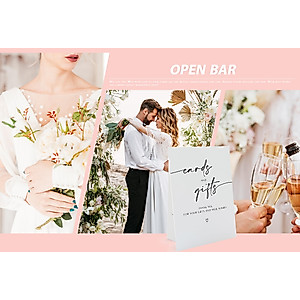 Card and Gift Sign(8 x 11 Inch Table Sign with Holder), Thank You for Your Gift and Well Wishes, Minimalist Wedding Decoration Sign, Bridal Shower Baby Shower Favors for Guests-WEEDS08