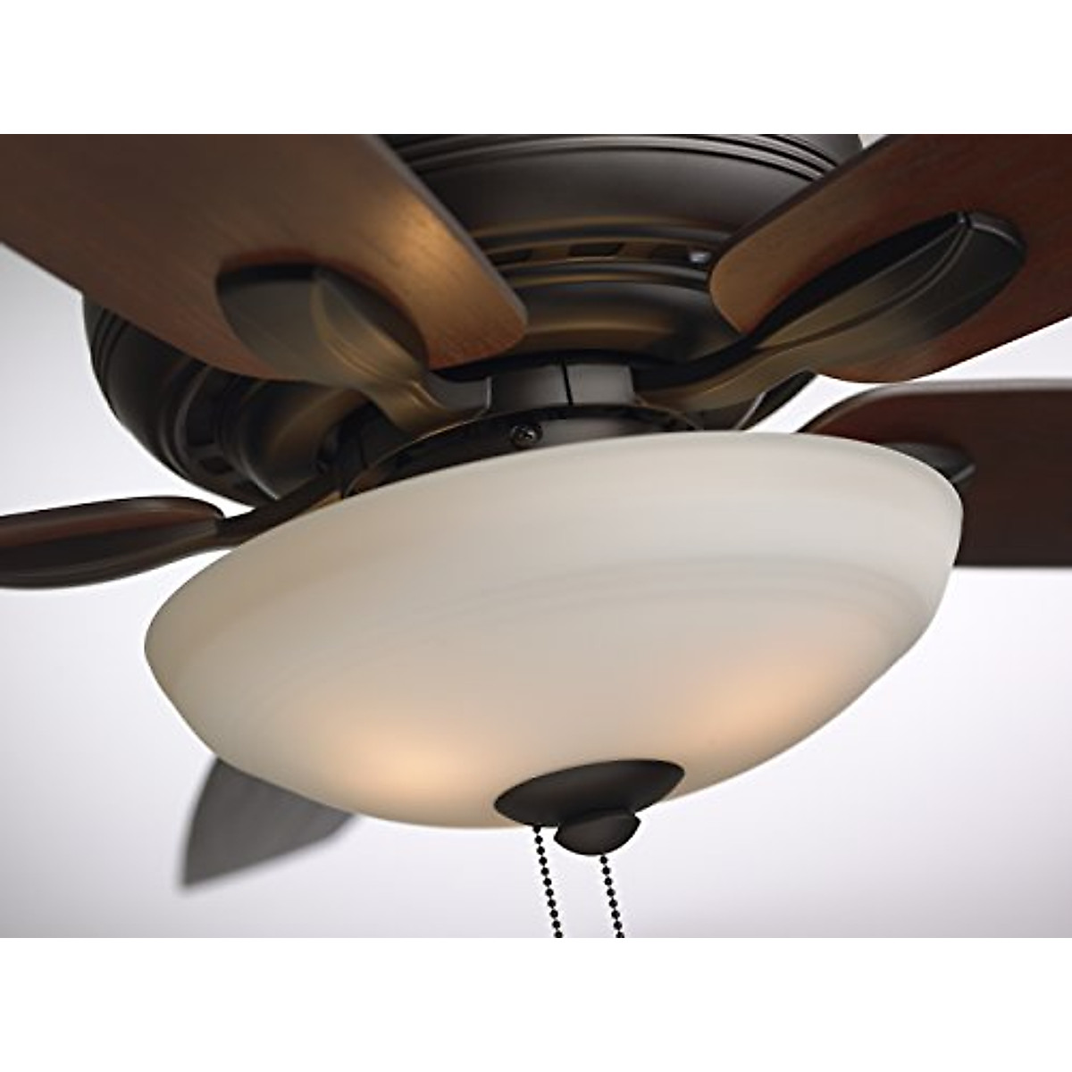 Ashland LED Ceiling Fan with Light Kit | 52 Inch Fixture with 5 Blades, Removable Glass Shade, and Pull Chain | Low Profile Hugger with Dual Mount Design and Downrod, Oil Rubbed Bronze