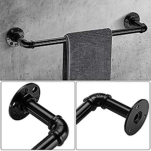 Pynsseu 18 Inch Industrial Iron Pipe Towel Bar, Wall Mount DIY Towel Holder Accessory, Towel Rack for Bathroom, 1 Pack
