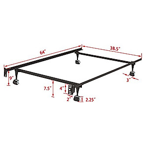 King's Brand Furniture - Heavy Duty Metal Twin Size Bed Frame with Rug Rollers & Locking Wheels
