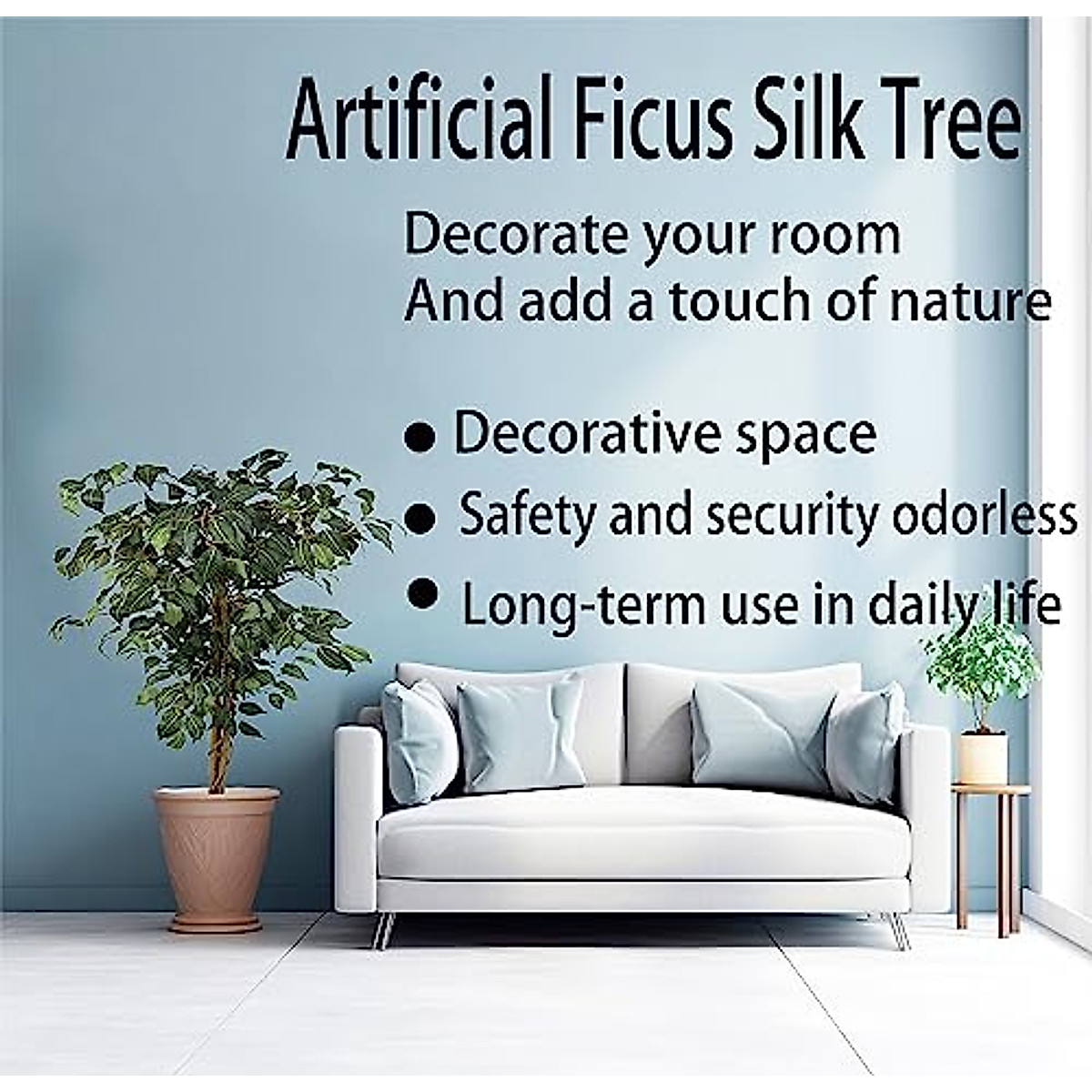 VIGGDA Artificial Ficus Trees 4ft（2pack） with Silk Leaves and Natural Trunk, Faux Ficus Tree with Sturdy Plastic Nursery Pot, Fake Ficus Tree for Office Home Farmhouse for Indoor Outdoor Decor