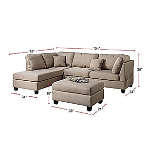 Poundex PDEX- Upholstered Sofas/Sectionals/Armchairs, Sand