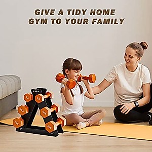 AKYEN Dumbbell Rack, Weight Rack for Dumbbells Compact A-Frame 3-Tier Home Gym Space Saver