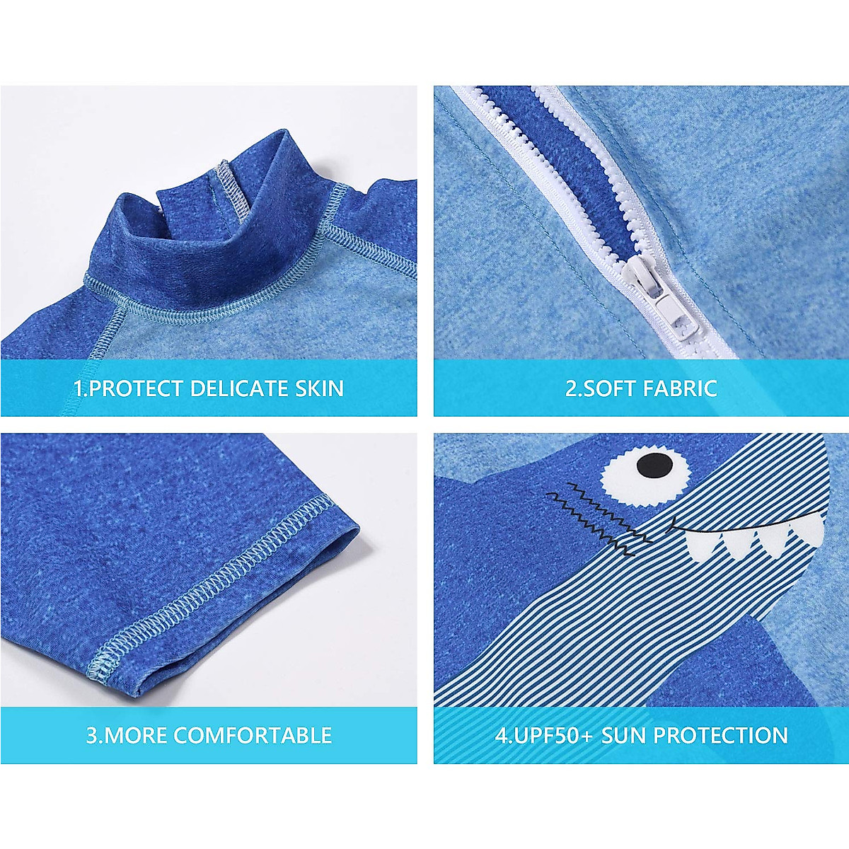 Baby Toddler Boys One Piece Swimsuit Set Kids Long Sleeve Sunsuit Infant Boy's Swimwear Bathing Suit Swimwear for Kids Boys (06-Whale, 5-6Y)