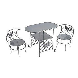 Badger Basket Elegant Tea Time Metal Doll Table and Chair Set with Accessories for 18 to 20-Inch Dolls – Perfect for Playtime Tea Parties