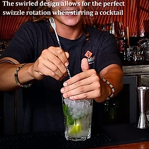 Bar Spoon Cocktail Mixing Spoon - Cuttte 2pcs Cocktail Spoon Long Handle 12.7 Inches, Stainless Steel Drink Stirrers Cocktail Stirrer with Trident Tip, Long Stirring Spoons Bar Mixing Spoons