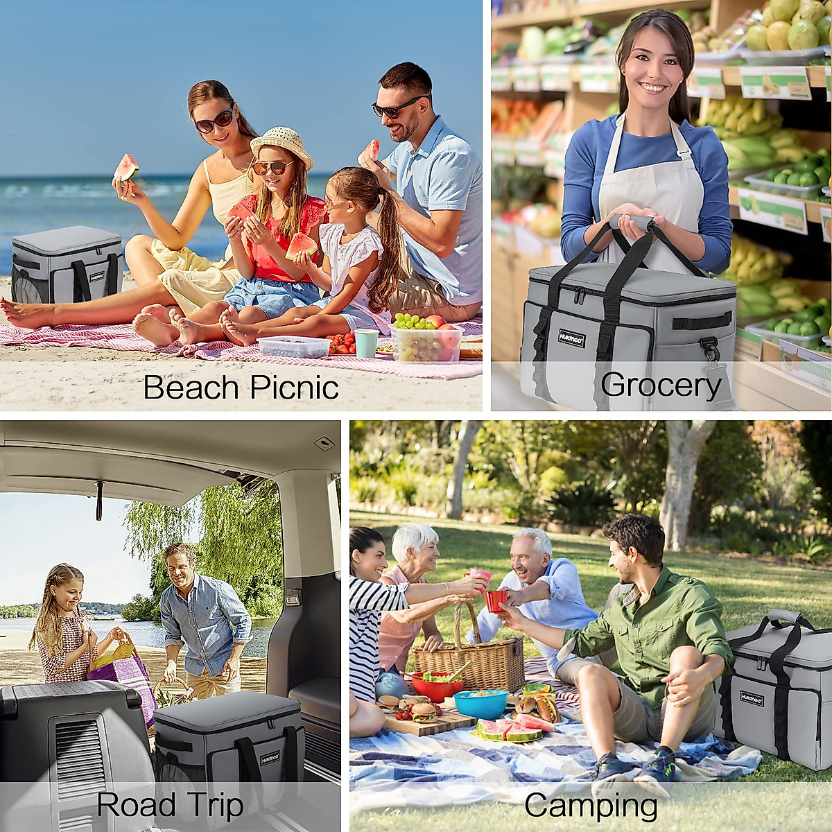 Soft Insulated Cooler Bag Collapsible Large Travel Coolers Soft Sided Coolers Ice Chest, Leakproof, Waterproof, 48-Can, 32L