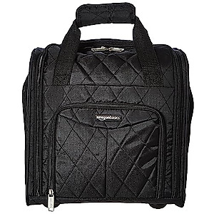 Amazon Basics Underseat Carry-On Rolling Travel Luggage Bag, 14 Inches, Black Quilted