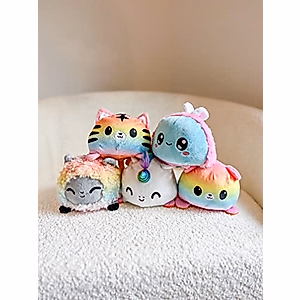 TeeTurtle - The Original Reversible Sheep Plushie - Pride - Gray + White Rainbow - Cute Sensory Fidget Stuffed Animals That Show Your Mood!
