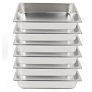 DYRABREST 6 PCS Full Size 2" Deep Stainless Steel Buffet Catering Pans for Hotels, Restaurant,Steam Table Pans/Hotel Buffet Pans kitchen,19.2''×13.3''×1.3''