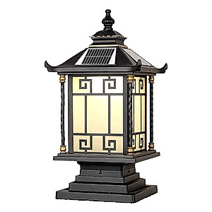 Post Lights Outdoor Solar Pillar Light Villa Garden Wall Landscape Light IP55 Outdoor Waterproof Pillar Light Home Gate Door Post Light LED Dimmable Night (B) ()