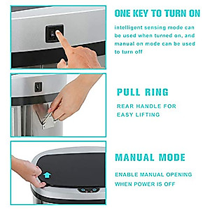 OffiClever 13 Gallon Kitchen Trash Can Waste Bin Stainless Steel Garbage Can Automatic Touch Free High-Capacity 50 Lite for Home Office Bedroomr