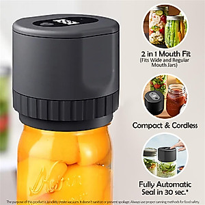 Vacuum Jar Sealer, Mason Vacuum Sealer Kit, Electric Mason Jar Vacuum Sealer for Wide Mouth and Regular Mouth Mason Jars, Comes with 10 Lids (Black)