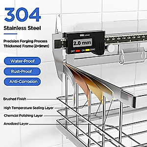 HBlife Shower Caddy Self Adhesive Shower Shelves with 8 Hooks, 2 PCS Shower Organizer Rustproof Stainless Steel Shower Caddy