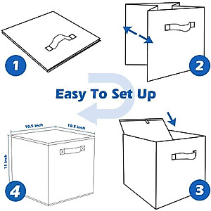 PowerKing Collapsible Storage Cubes with Handles, Fabric Foldable Bins for Closet Shelves, Durable Organization Storage Bins, 10.5'' x 11'' x 10.5'', 2 Pack, Pink