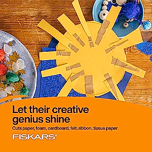 Fiskars Softgrip 6" Big Kids Scissors for Ages 8-11, Scissors for School or Crafting, Turquoise-Purple Ombre