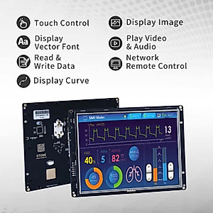 STONE 7" Inch HMI 800x480 TFT LCD UART HD Brand Monitor Full Color Screen with RS232/USB