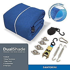 Coolaroo 95% UV Block Dualshade Outdoor Sun Shade Sail with Hardware Kit, 12' Square, Santorini