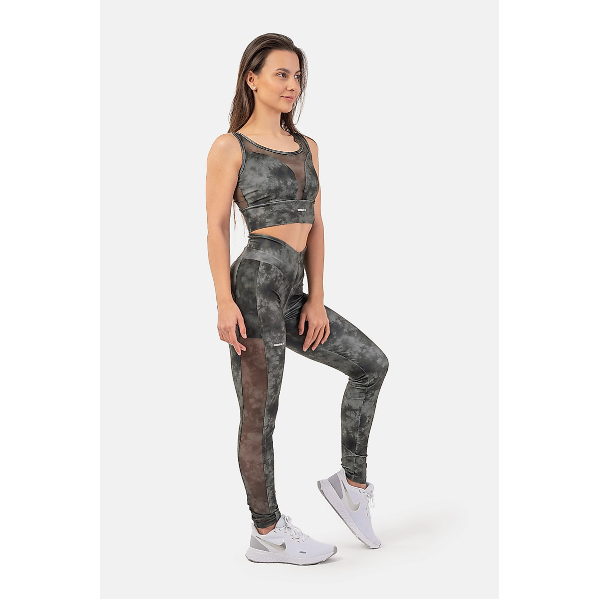 NEBBIA ECO Camo Green Mesh Leggings Breathe 400