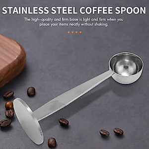 Pasuihcay Espresso Stand Coffee Measure Tamper Spoon Stainless Steel Coffee & Tea Tools Measuring Tamping Scoop 1 Pieces Silver