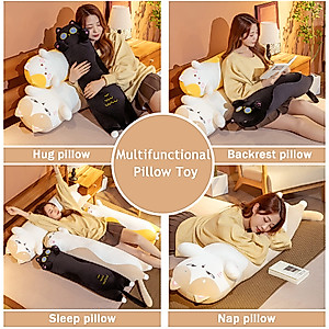 Achwishap Long Yellow Cat Plush Pillow 35.5", 1.7lb Weighted Cat Plush, Long Cuddly Sleeping Hugging Stuffed Animal, Giant Cute Body Pillow, Beloved Plush Toy Gifts at Birthday