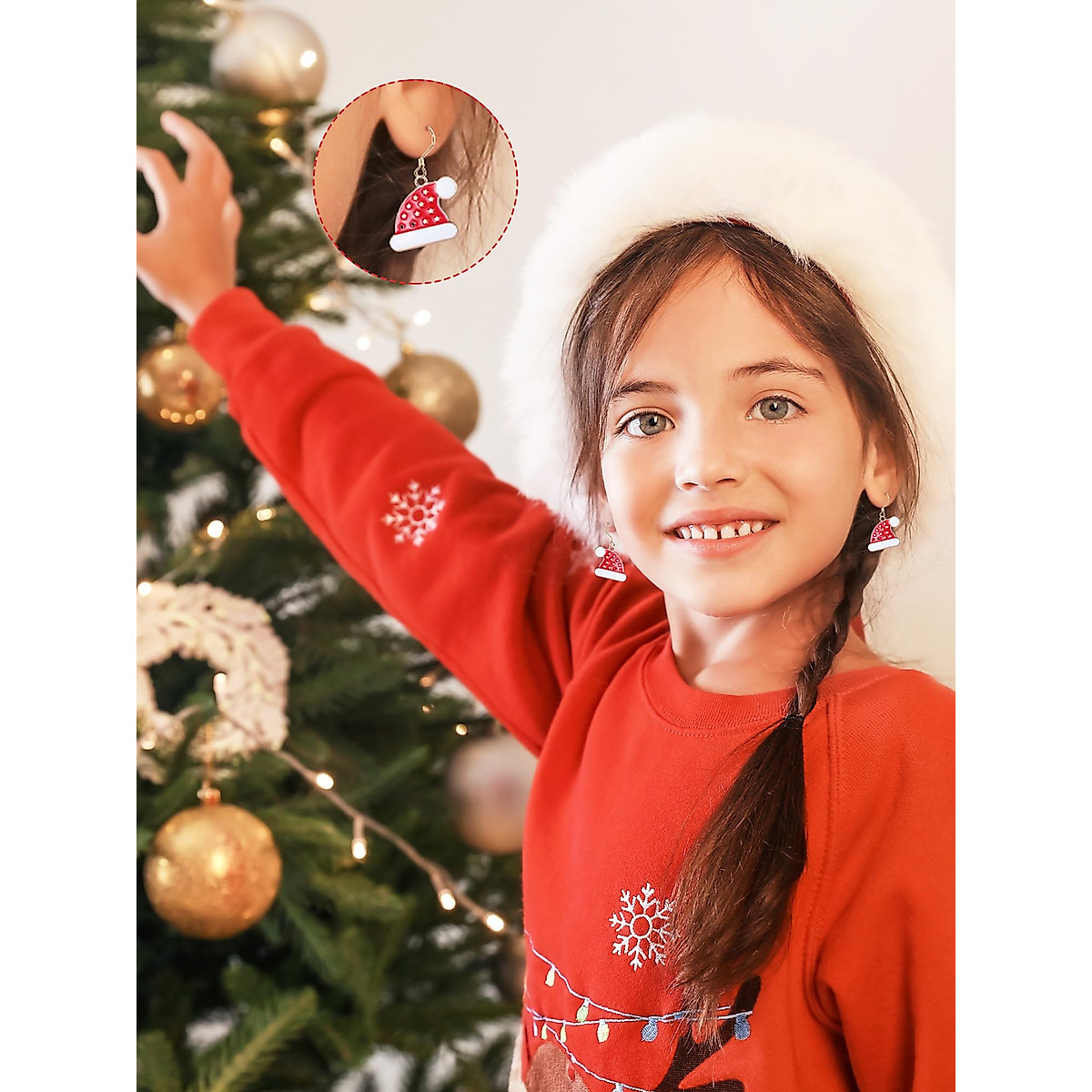 Siifert 60 Pairs Christmas Earrings Sets Cute Snowman Santa Claus Christmas Tree Drop Earrings Set for Women Girls Holiday Party Decorations