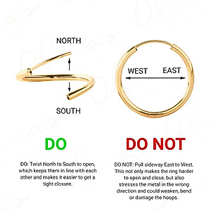 14k Yellow Gold Endless Hoop Earrings 13x1.3mm