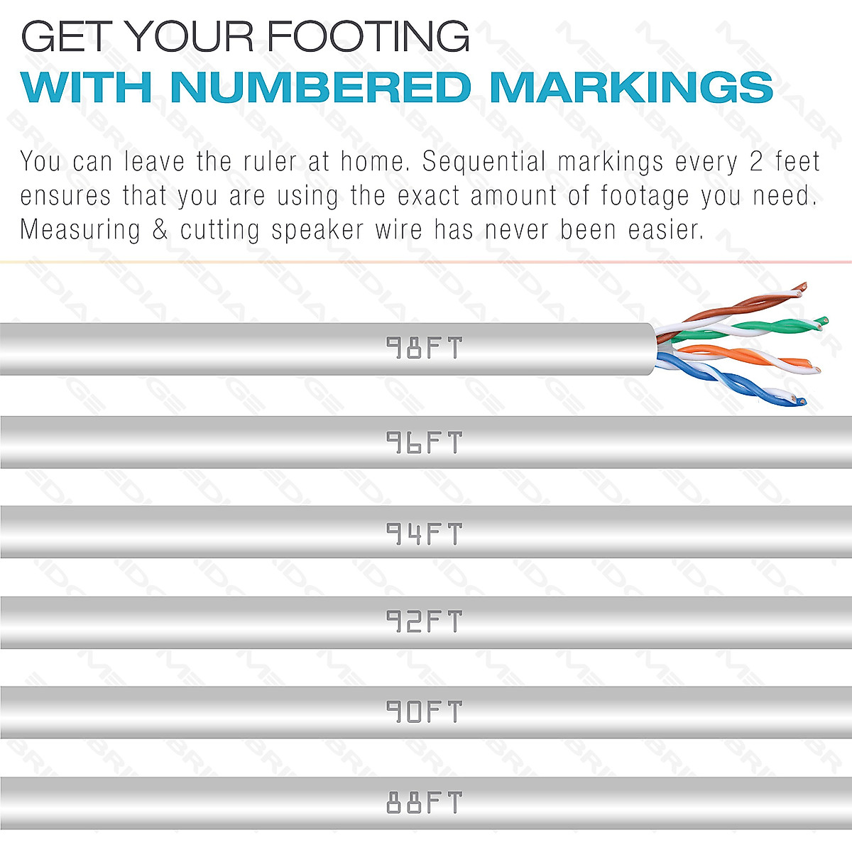 Mediabridge Pure Copper Cat6 Cable (500 Feet, White) - 10Gbps Ethernet, Solid, in-Wall Rated, w/Premium Snagless Pull-Out Box - (Part# C6-500-WHITE)