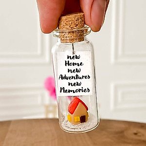 Inspirational Message in a Bottle Gift Idea - Classy Gifts for Friends and Family - Unique Boyfriend Girlfriend Presents (Colorful House - New Home, New Adventures, New Memories, Gift Bottle)
