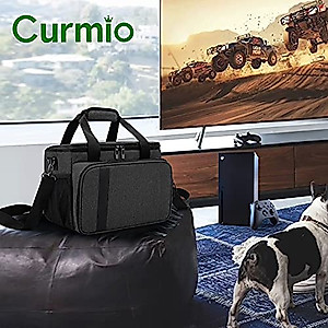 CURMIO Game Console Carrying Case Compatible with Xbox Series X, Portable Carrying Bag with Shoulder Strap for Controllers, Cables, Headsets, Ideal for Game Player, Black, Patent Pending, Bag Only