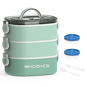 RIKDOKEN 1X Bento Box Lunch Box, 1X Electric Lunch Box Food Warmer