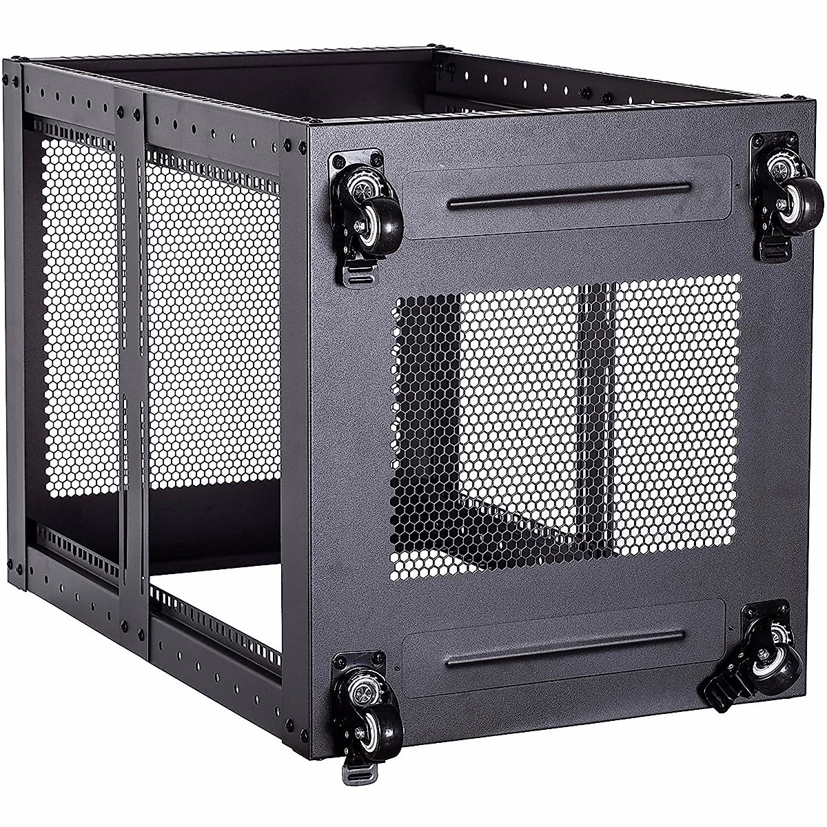 Kenuco 25U Standing Open Frame Rack with 4 Wheels and 4 Legs - Steel Network Equipment Rack 17.75 Inch Deep