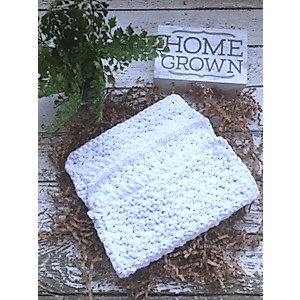 Handmade Cotton Kitchen Dish Cloths White Set of 3 Eco Friendly Wash Cloths Crochet Dishcloths