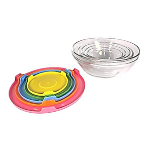 Kitchen Works Glass Storage Nesting Bowl Set with Lids